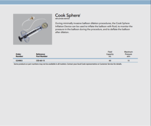 Cook Medical Disposable Inflation Device - Sphere | 60ml 15atm ...