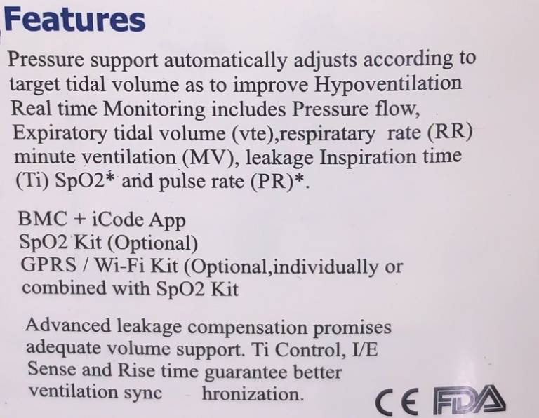 BMC BiPAP device Y25T with Targeted Tidal Volume in India | Surgimedex