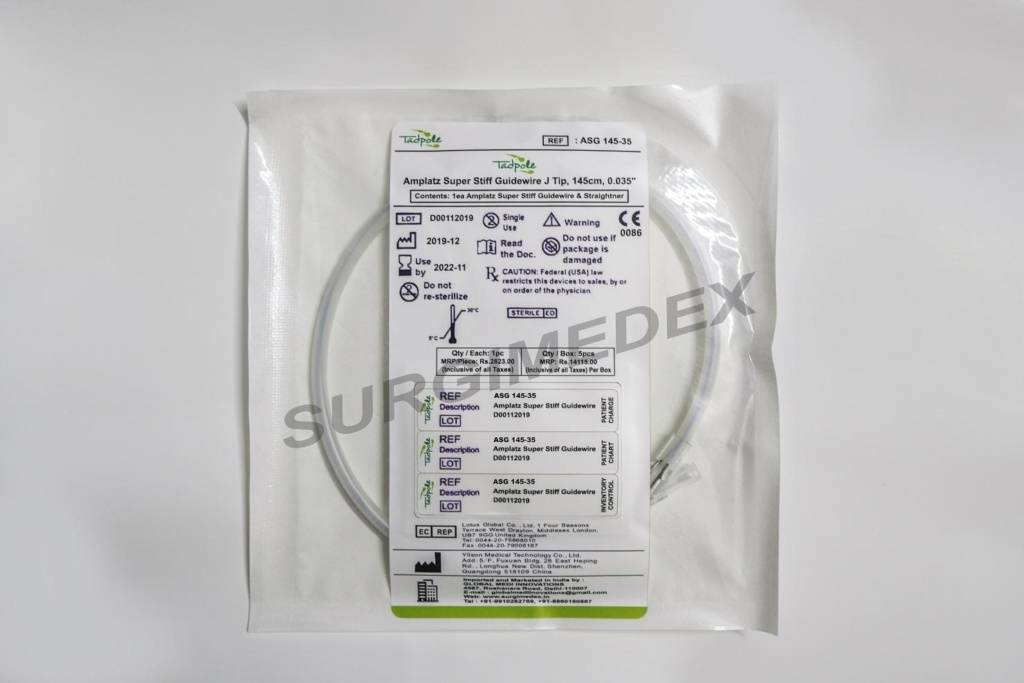 Amplatz Super Stiff Guidewire J tip 145Cms/260Cms 0.035in (Fixed ...