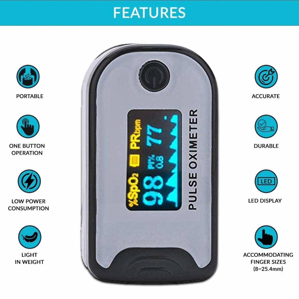 Fingertip Pulse Oximeter for SpO2 and pulse rate with finger detection